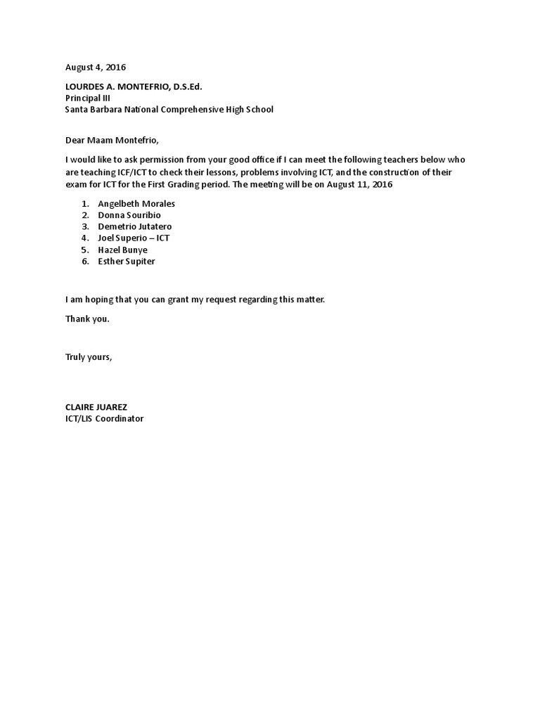 Letter To Icf Teachers | PDF