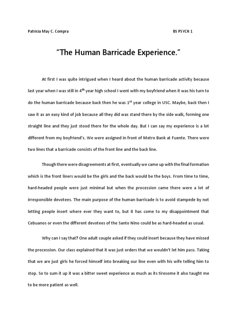 The Human Barricade Experience. | PDF