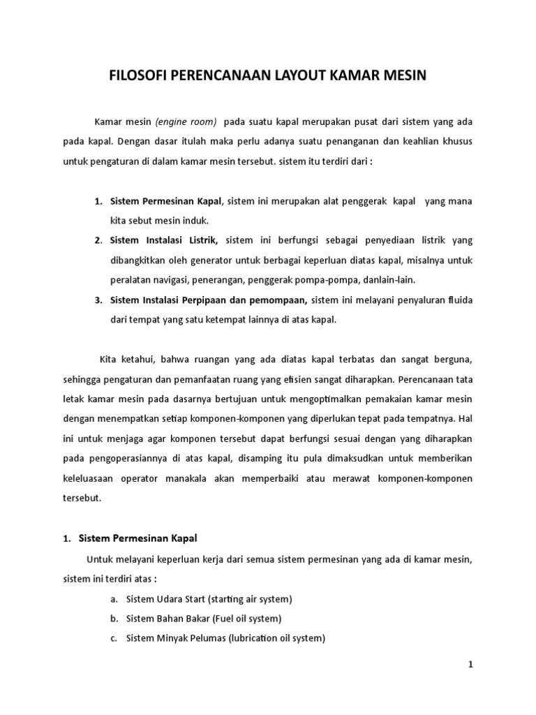 Filosofi Perencanaan Layout Kamar Mesin | PDF | Sains & Matematika ...