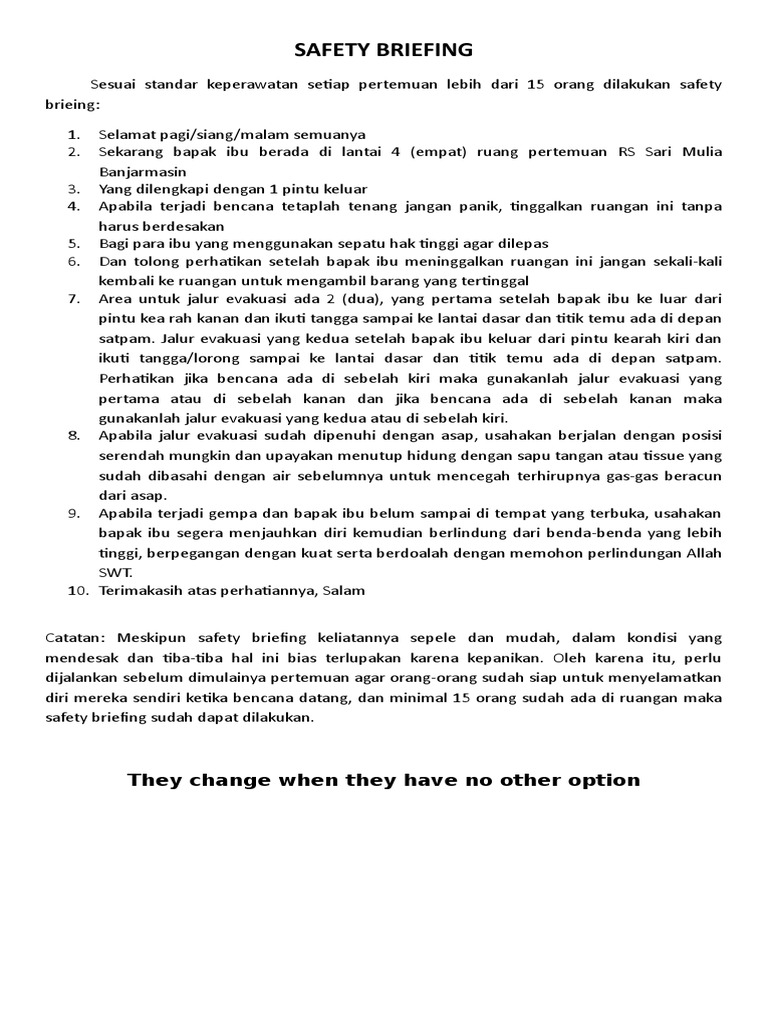Safety Briefing | PDF