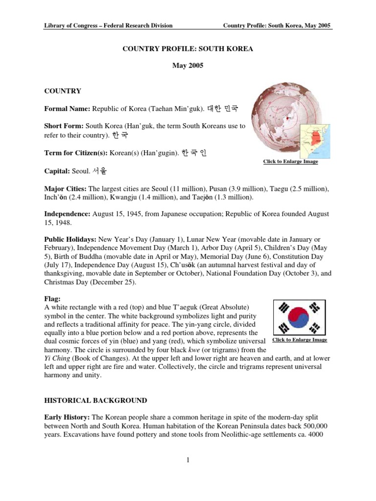 Library of Congress - Federal Research Division Country Profile: South ...