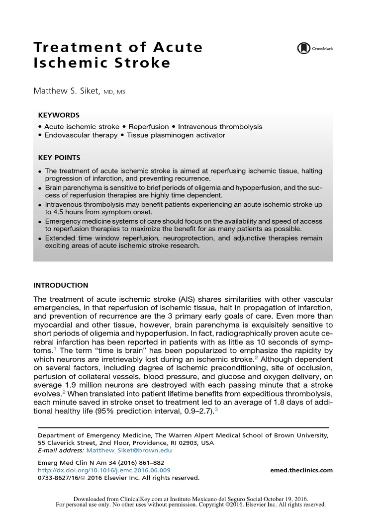 Treatment of Acute Ischemic Stroke | Stroke | Ischemia