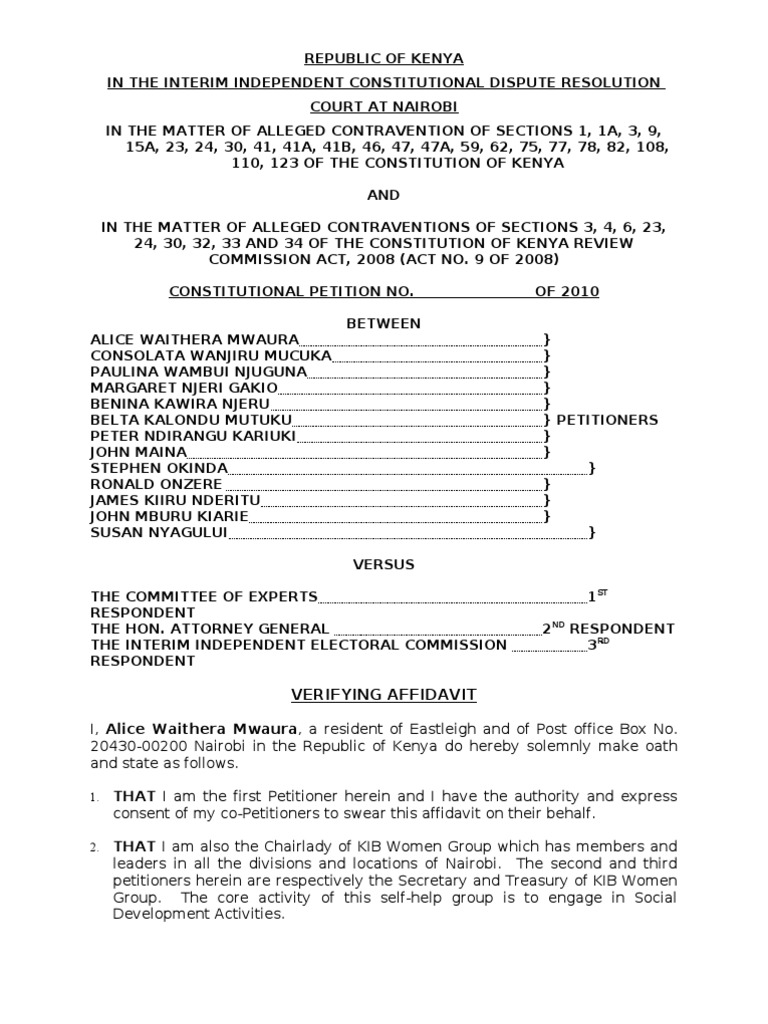 Verifying Affidavit | Constitution | Constitutional Law
