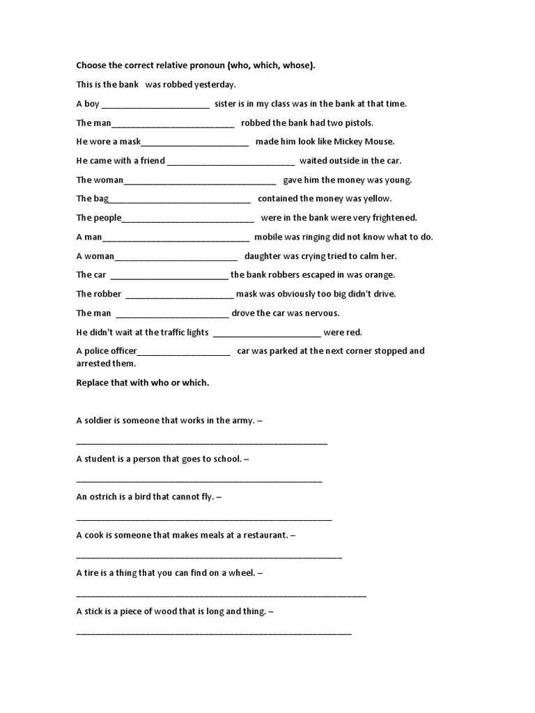 Choose The Correct Relative Pronoun | PDF