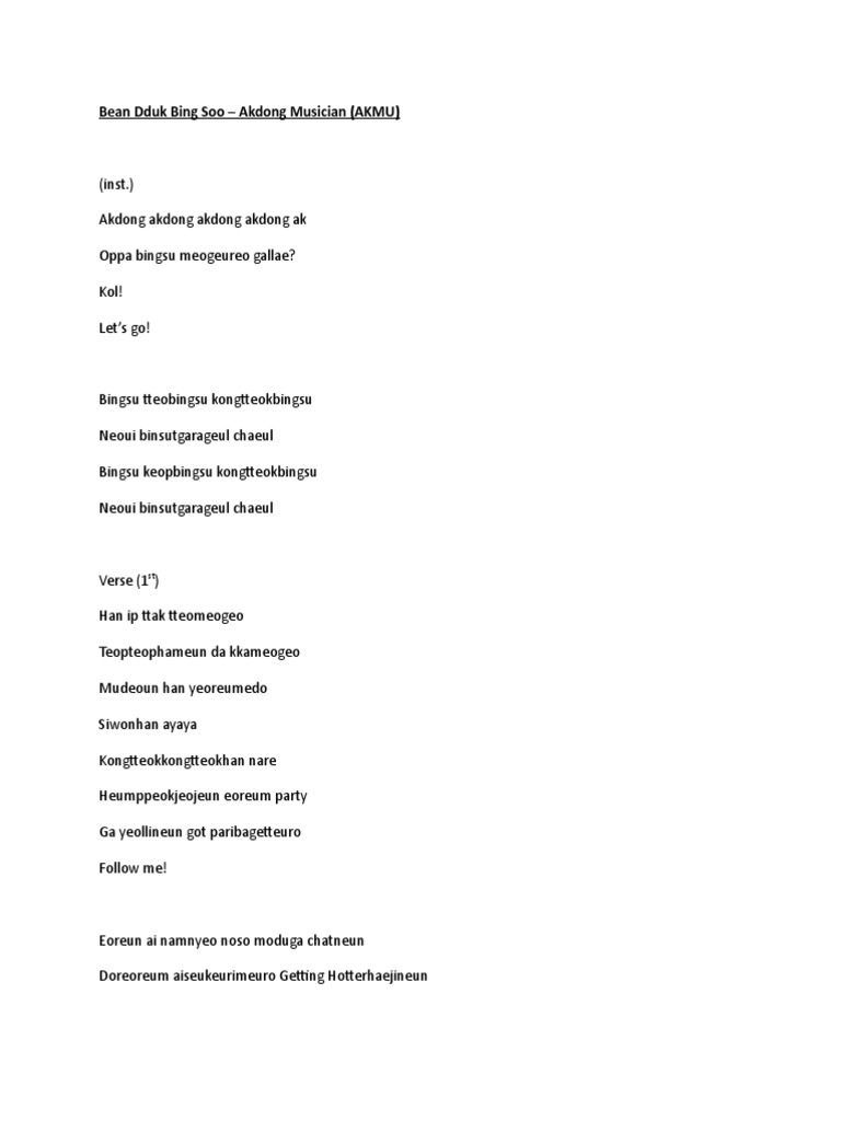 AKMU - Bean Dduk Bing Soo | PDF | Art