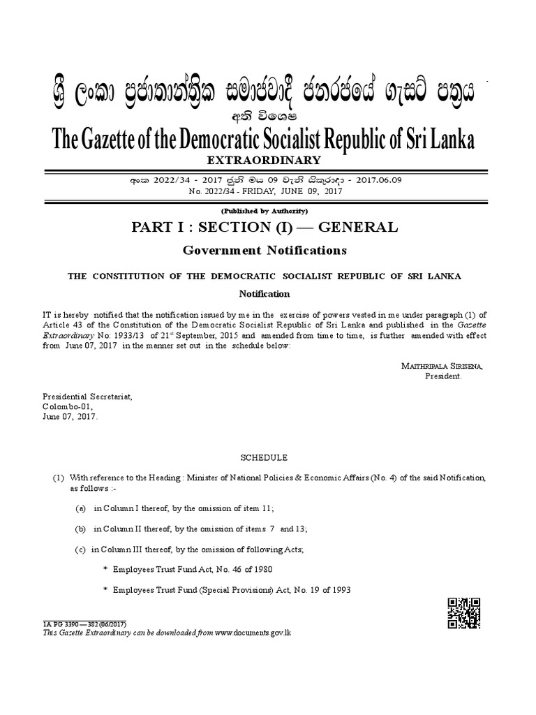 Government Notifications On Duties and Function of New Ministers | PDF ...