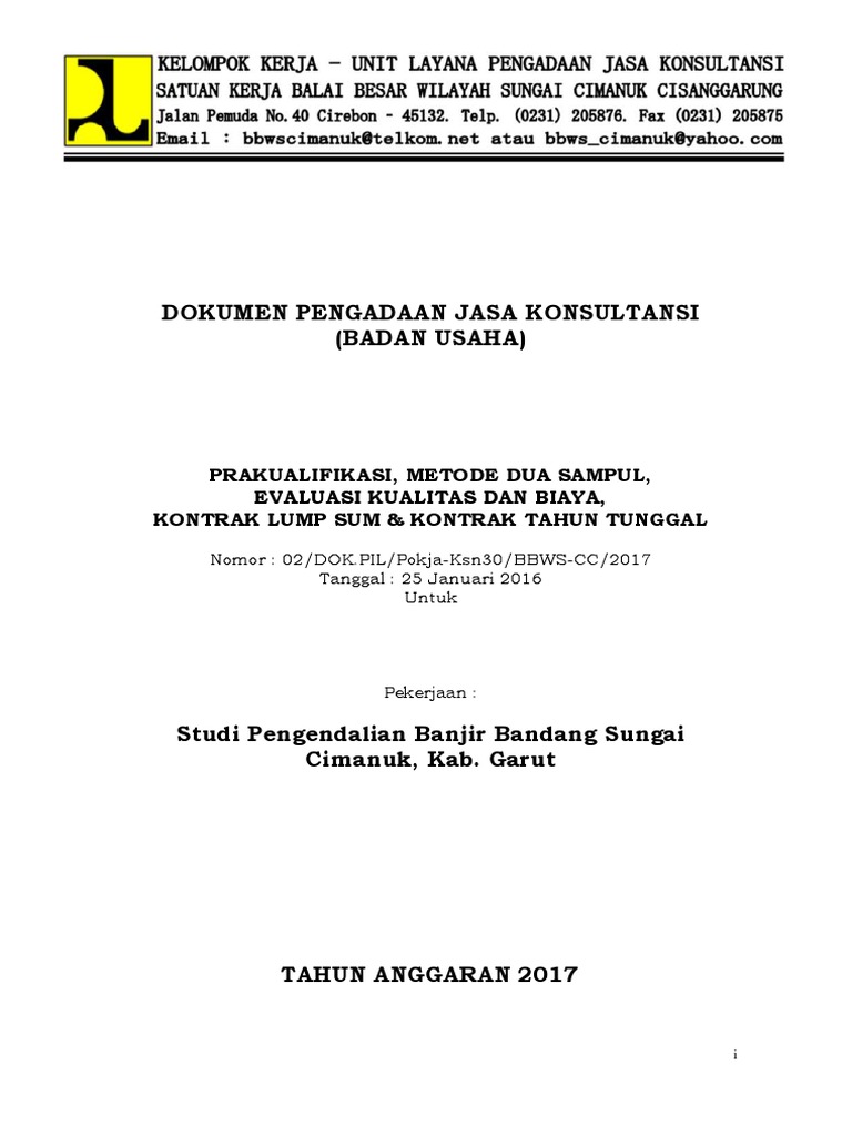 KAK Pengendalian Banjir Bandang S Cimanuk | PDF | Griya & Taman | Teknologi & Rekayasa