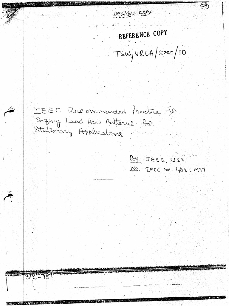 IEEE-485 Battery Sizing | PDF