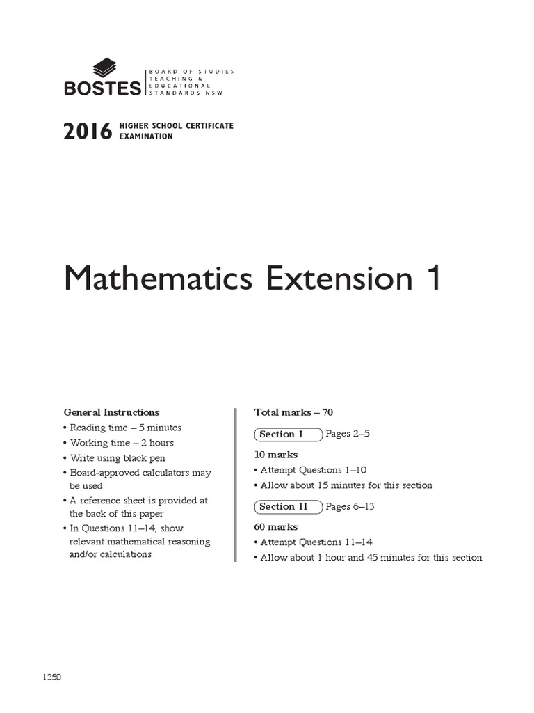 2016 HSC Maths Ext 1 Paper | PDF | Geometry | Physics