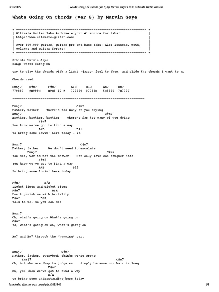 Whats Going On Chords PDF | PDF | Leisure | Entertainment (General)