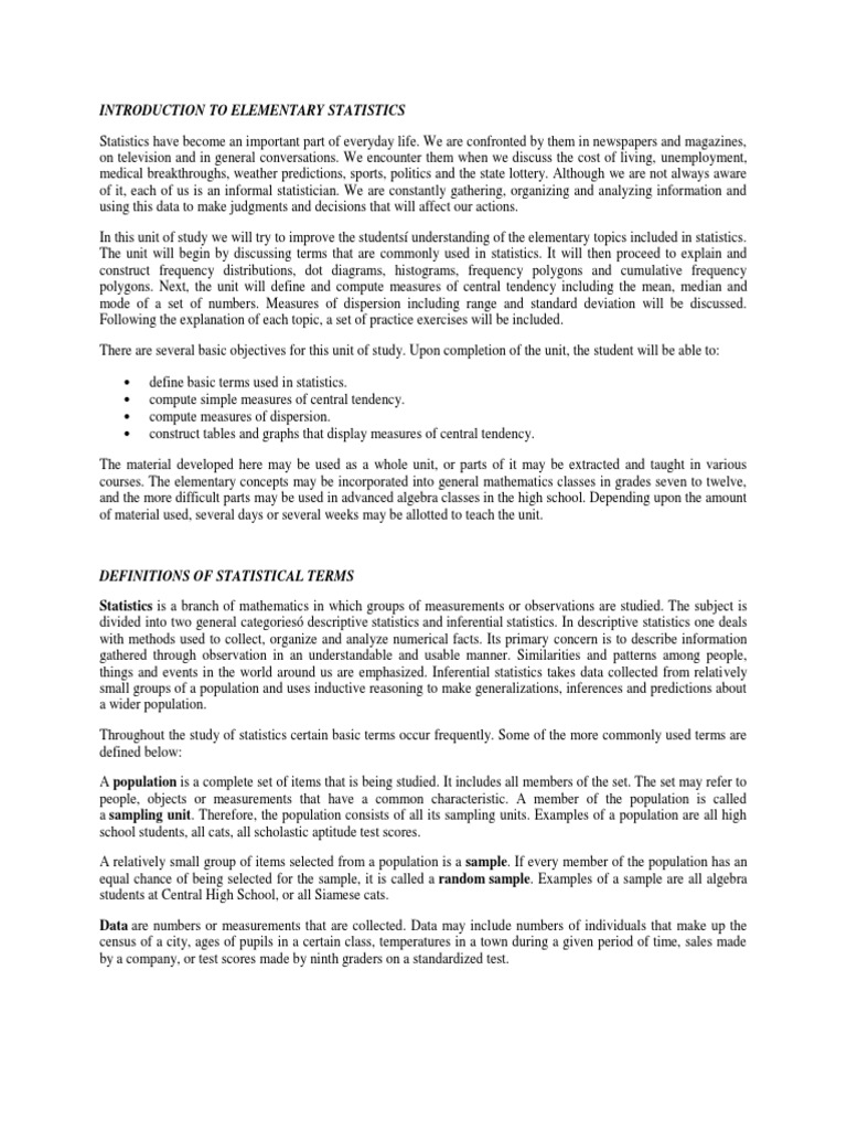 Introduction To Elementary Statistics | PDF | Statistic | Statistics