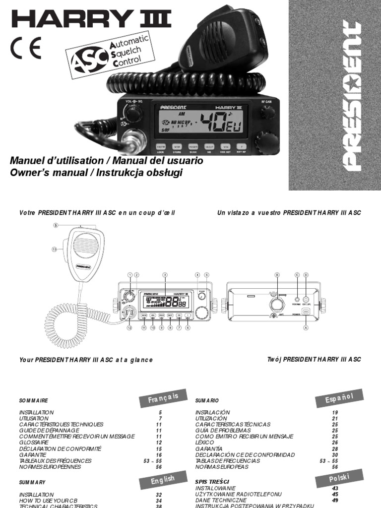 575509, HARRY III ASC Instrukcja Obslugi | PDF | Antena (Radio) | Micrófono