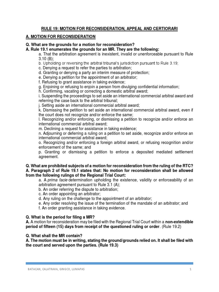 Special Rules On ADR - Rule 19 | PDF | Certiorari | Alternative Dispute ...