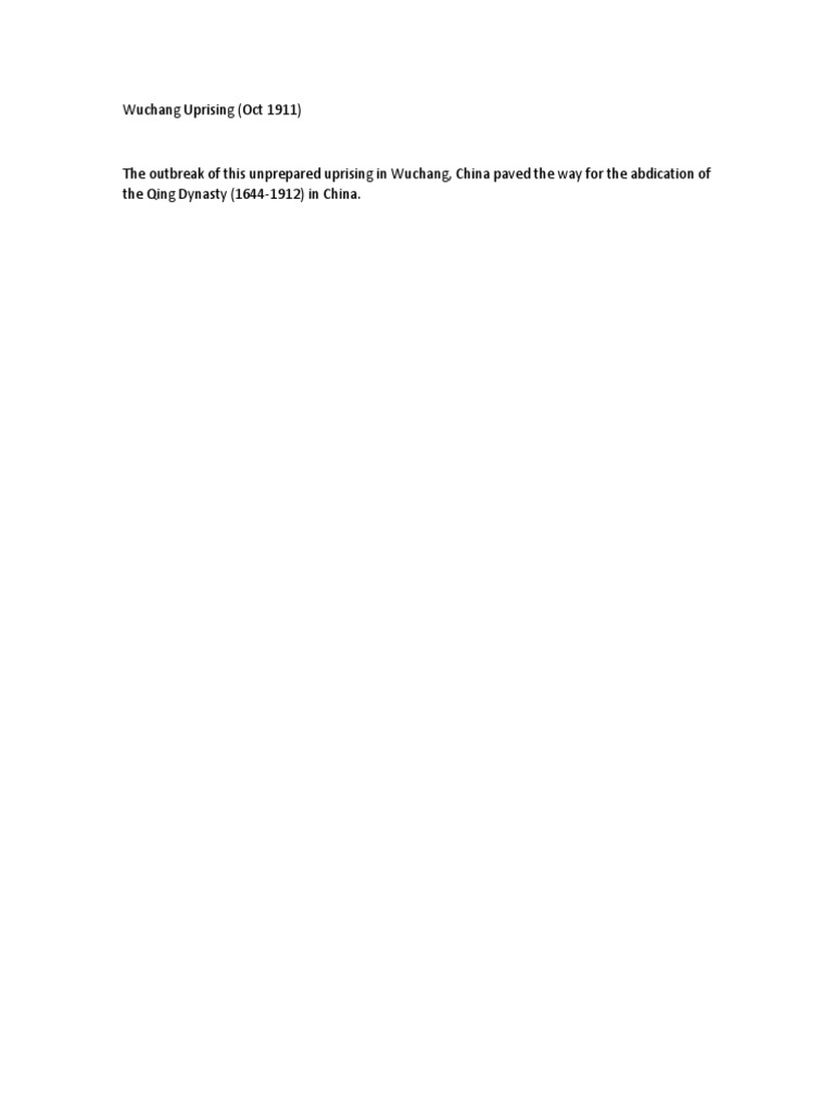 Wuchang Uprising | PDF | History