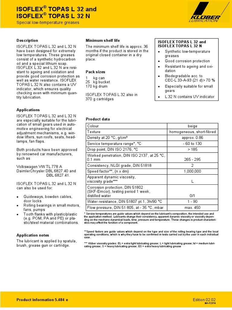 Isoflex Topas L 32 | PDF | Personal Protective Equipment | Chemistry