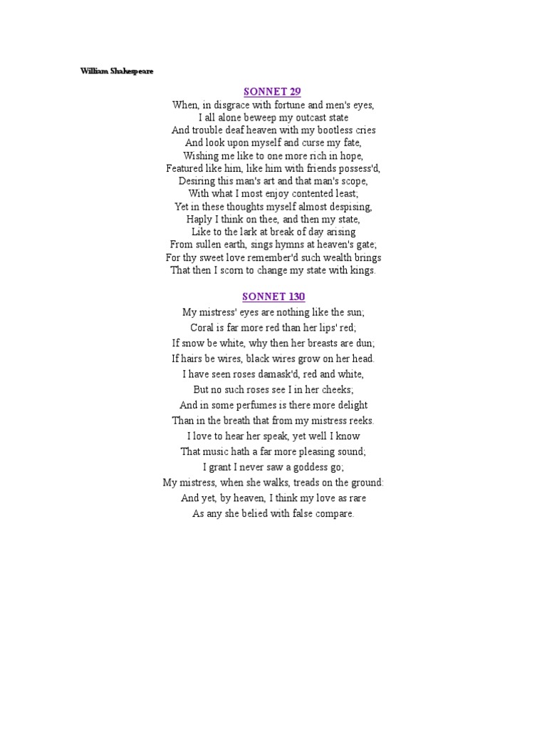 Sonnet 29: William Shakespeare | PDF