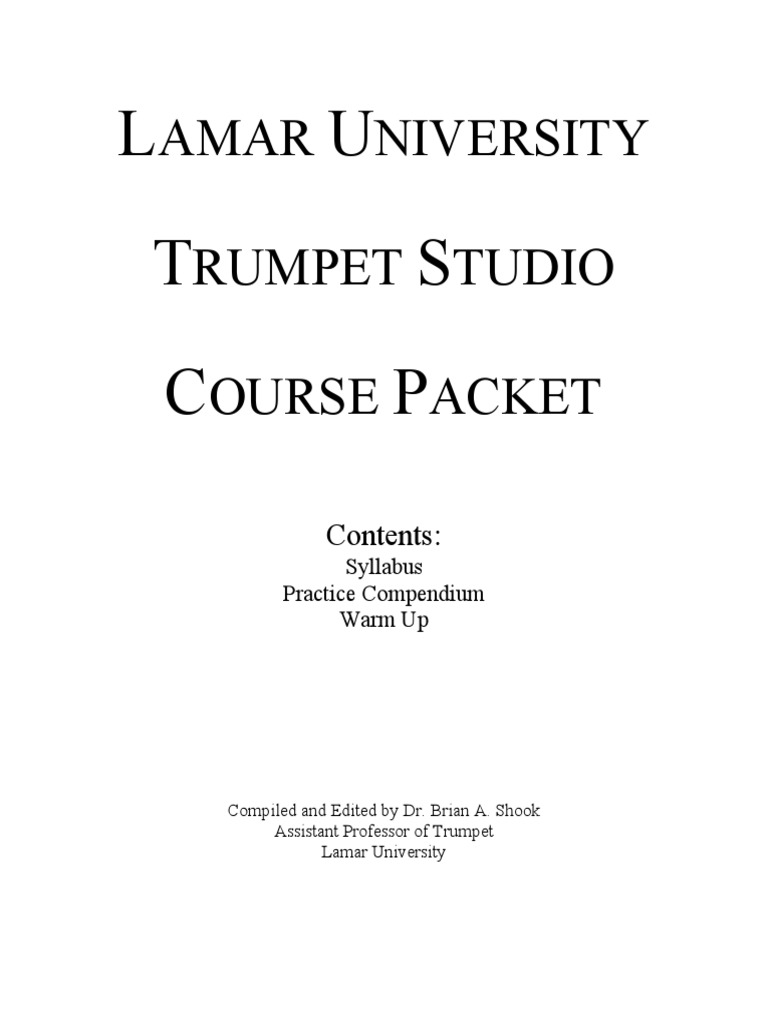 Trumpet Studio Course Packet PDF | PDF | Cent (Music) | Pitch (Music)