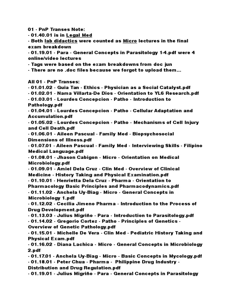 01 PNP Note | Download Free PDF | Pharmacology | Medicine
