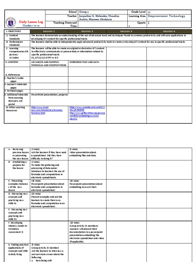DLL Empowement Technologies - 1stQ Week4 | PDF | Educational Technology | Spreadsheet