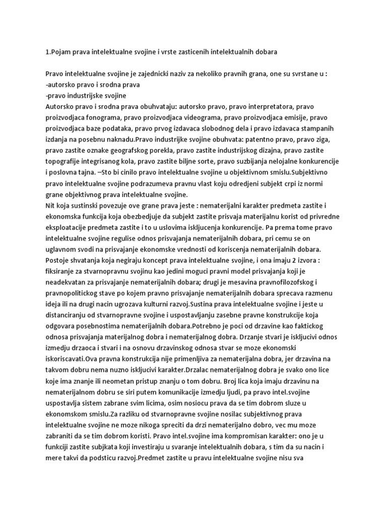 Pravo Intelektualne Svojine - Skripta | PDF