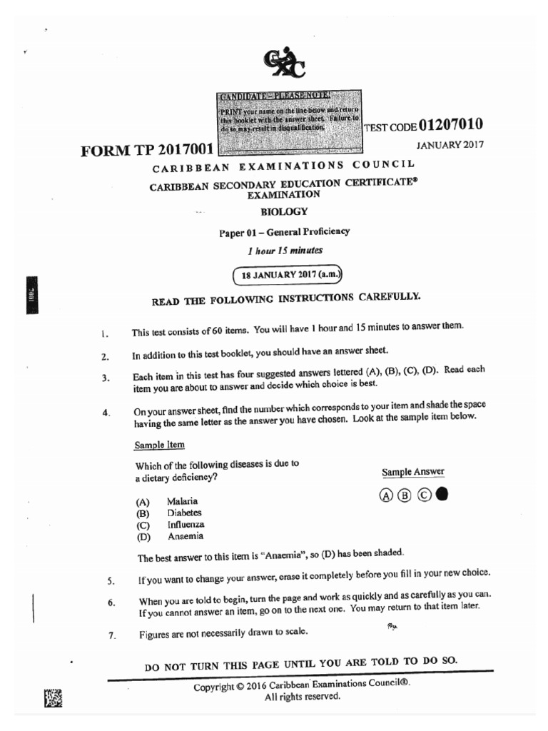 CXC CSEC Chemistry MCQ Answers | PDF