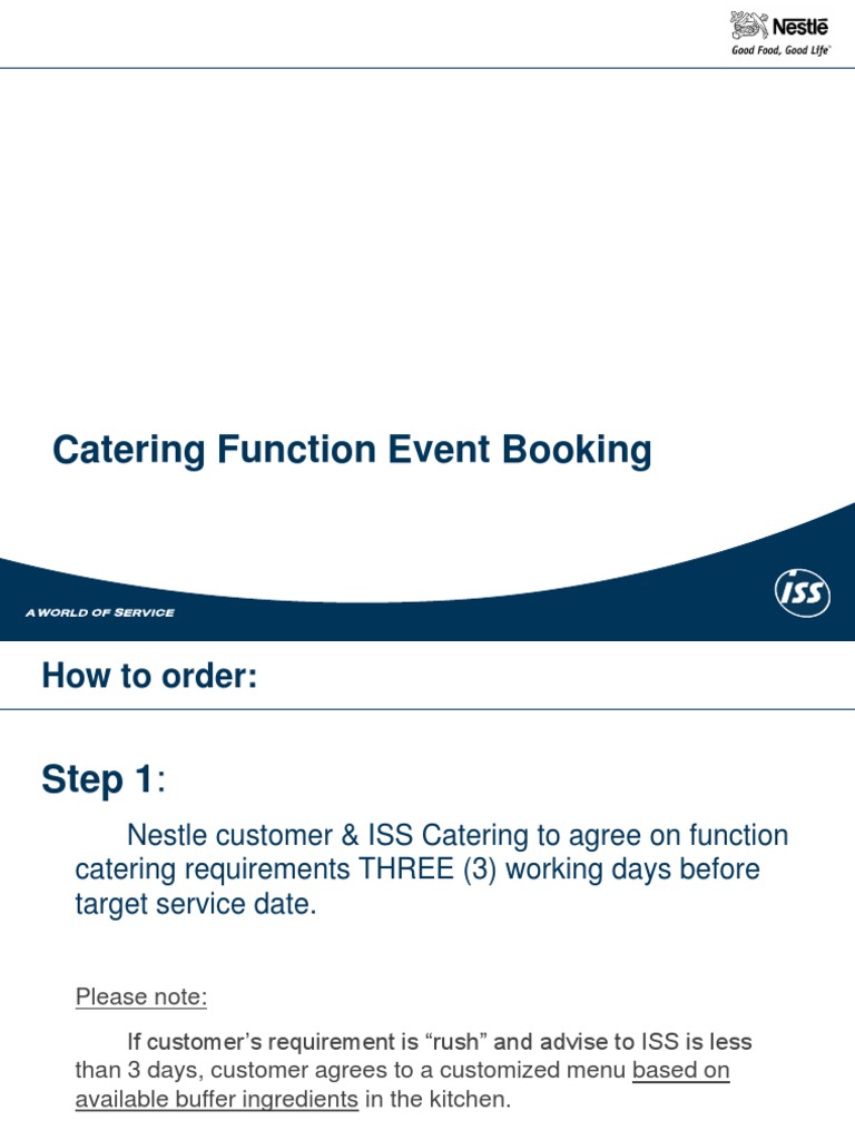 Nestle Catering Event Booking Guide | PDF | Cafeteria | Menu