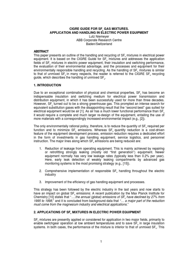 CIGRE-SF6 guide | Life Cycle Assessment | Gases