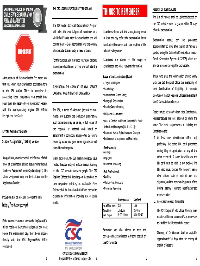 Things To Remember: Hp://ro5.csc - Gov.ph | PDF | Identity Document ...