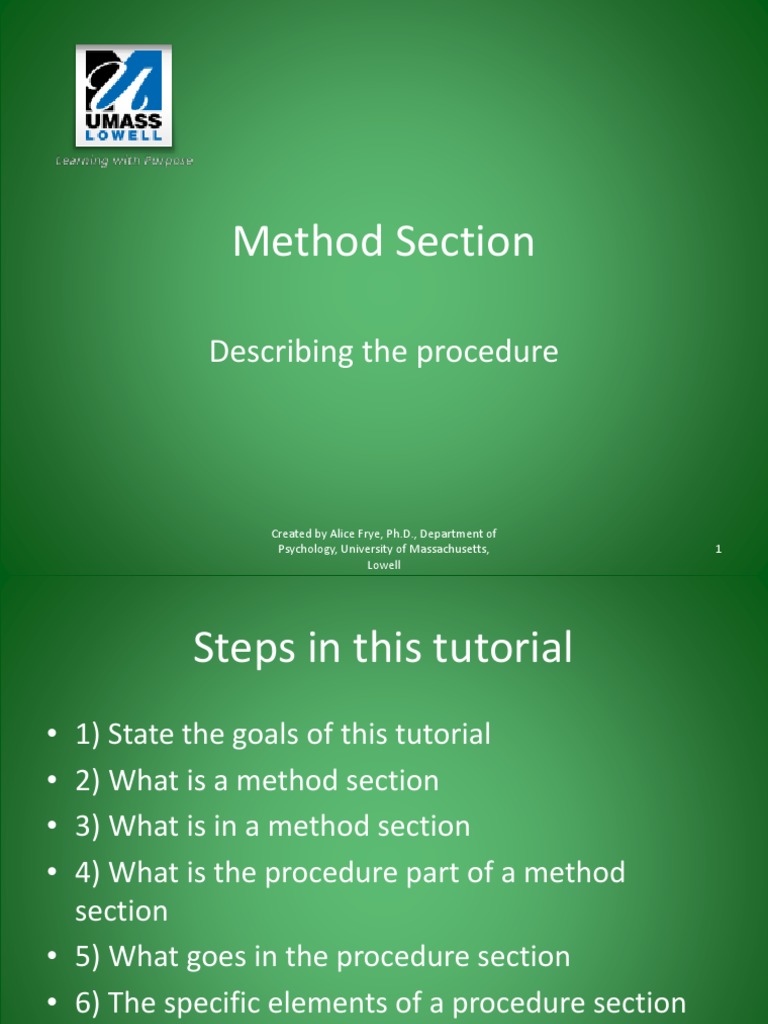 Writing A Method Section-Procedure - tcm18-117659 | PDF | Survey ...