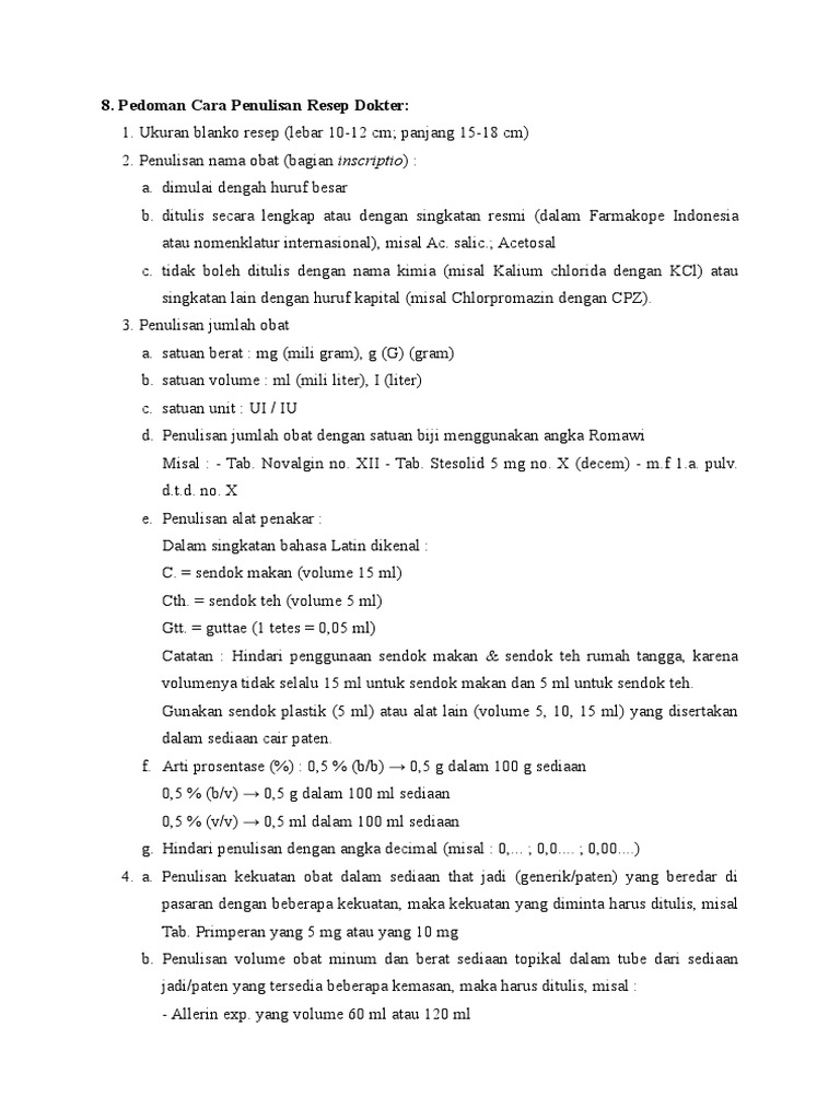 Pedoman Cara Penulisan Resep Dokter | PDF
