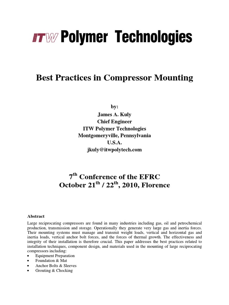 Best Practices in Compressor Mounting | PDF | Concrete | Screw