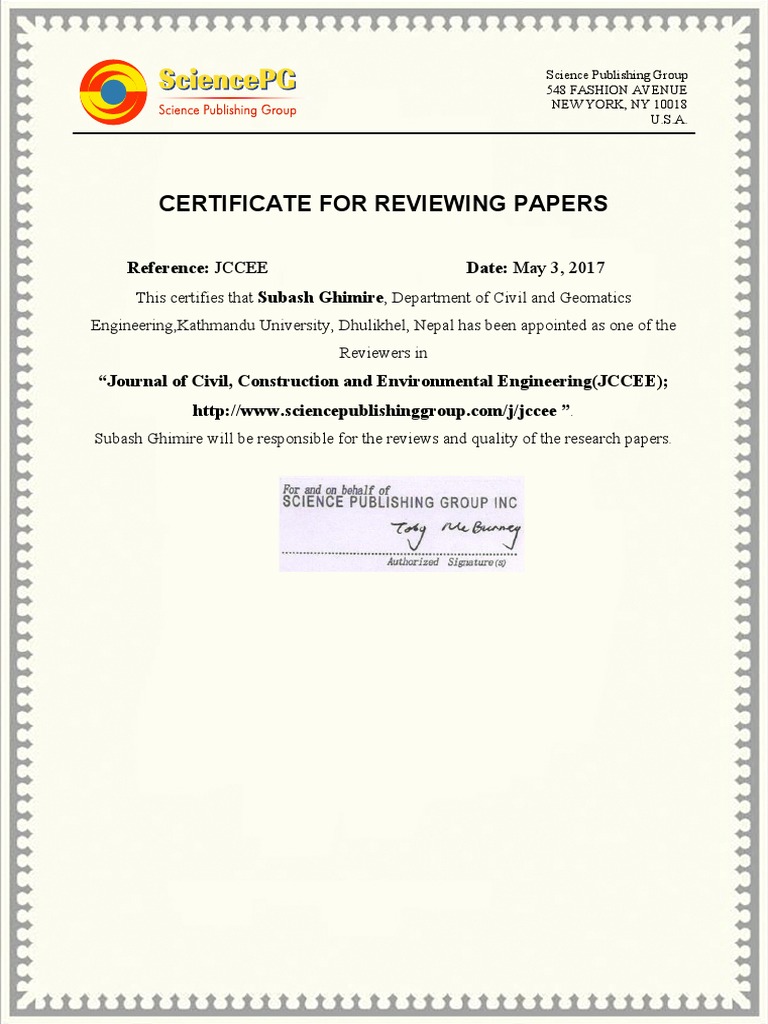 Certificate For Reviewer PDF | PDF