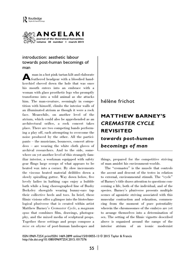 Cremaster Cycle Revisited PDF | PDF | Gilles Deleuze | Masculinity