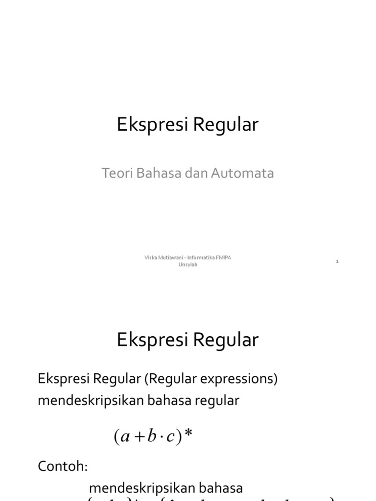 Ekspresi Regular: Teori Bahasa Dan Automata | PDF