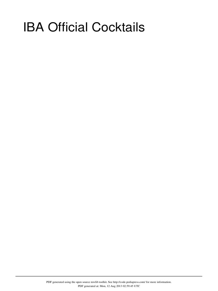 IBA Official Cocktails | PDF | Distilled Drinks | Cocktails