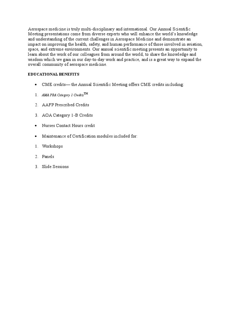 Educational Benefits: AMA PRA Category 1 Credits | PDF