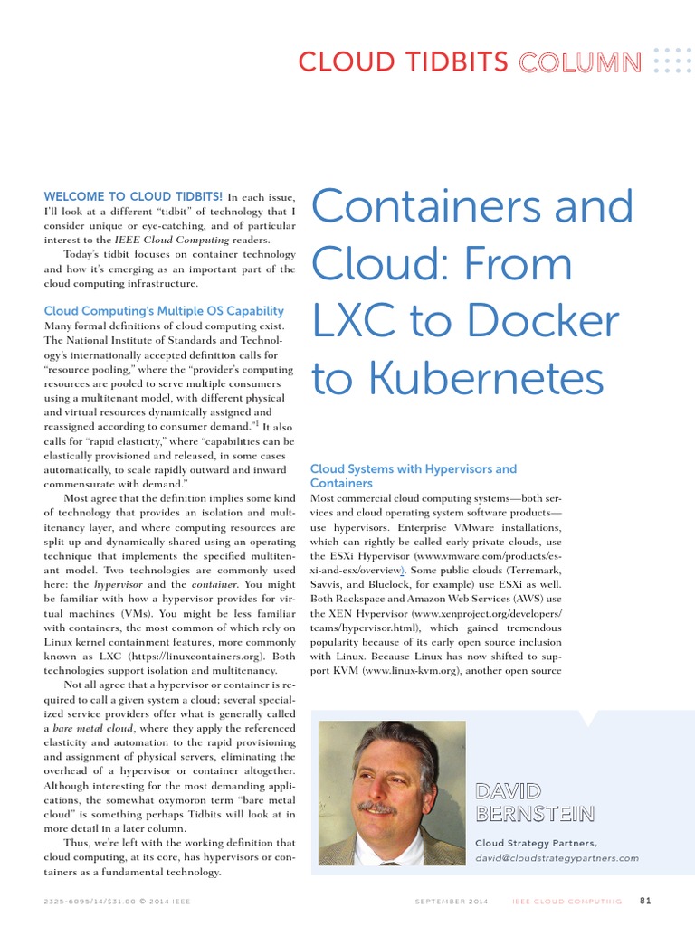 Containers and Cloud: From LXC To Docker To Kubernetes | PDF | Cloud ...