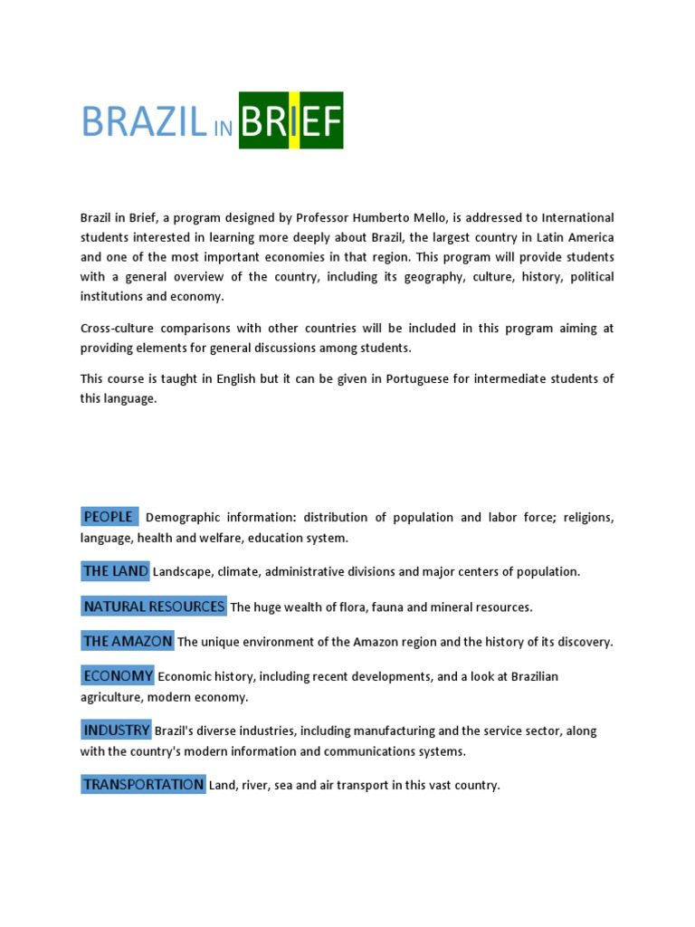 Brazil Overview Workshop | PDF | Brazil | Portugal