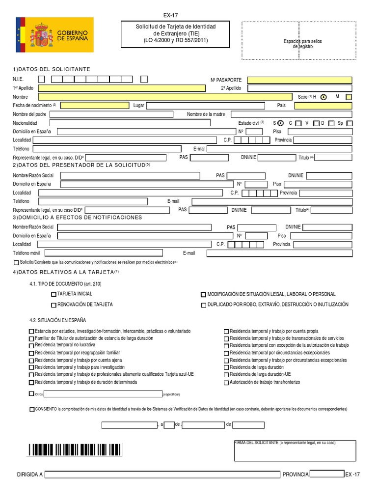 17-Formulario TIE PDF | PDF | Gobierno
