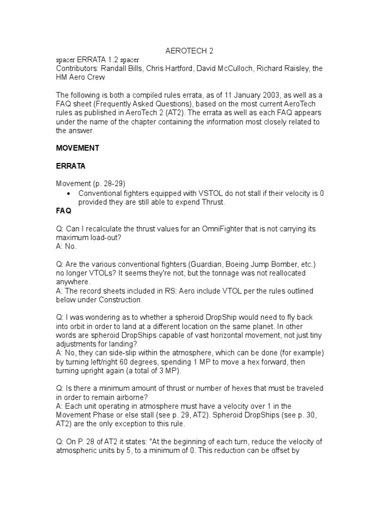 Aerotech 2 Errata | PDF | Fighter Aircraft | Military Technology