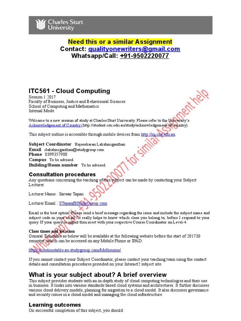 ITC561 201730 SM I-21 January 2017-Version 1 | PDF | Cloud Computing | Share Point