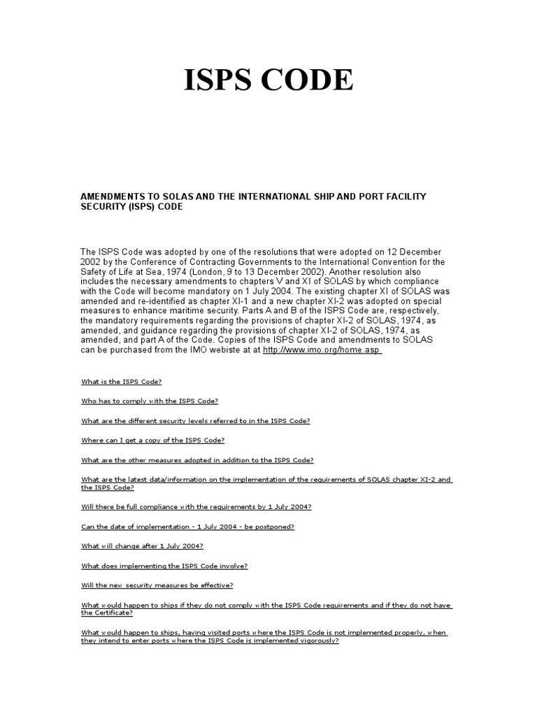 ISPS Code Quest | PDF | Threat (Computer) | Water Transport