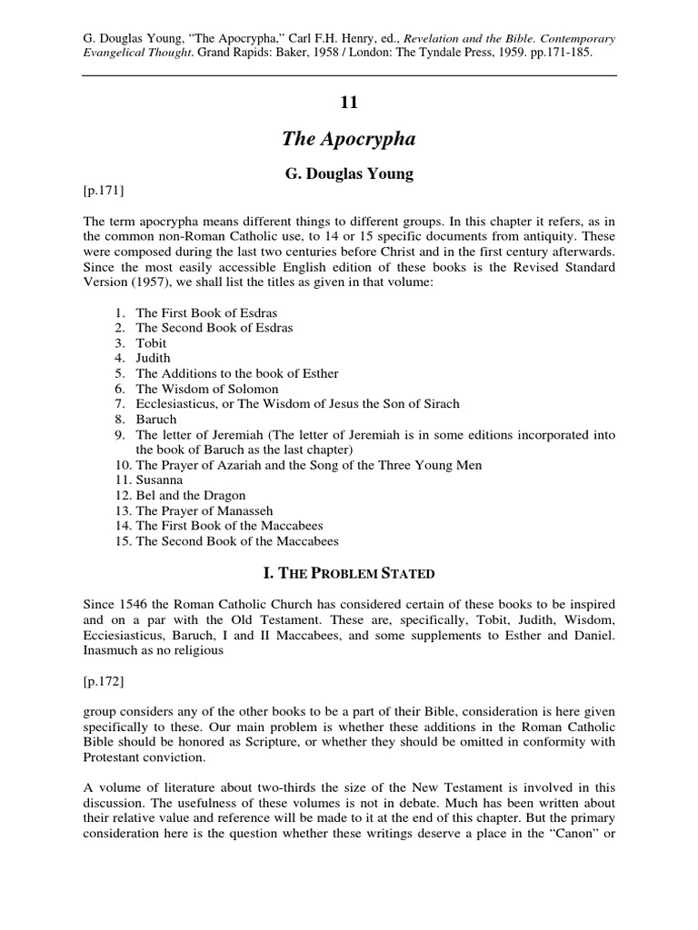 11 Apocrypha Young | PDF | Apocrypha | Biblical Canon