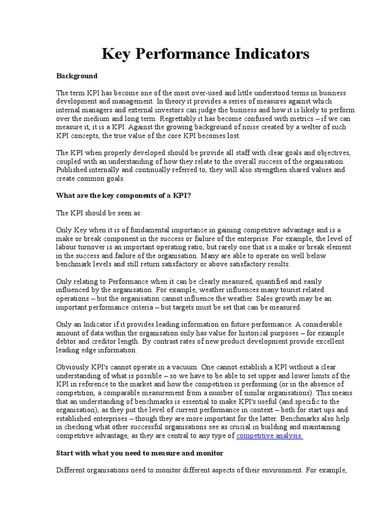 Key Performance Indicators | PDF | Performance Indicator | Patient