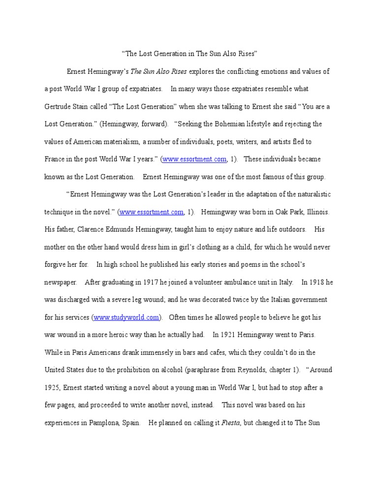 The Sun Also Rises | PDF | Ernest Hemingway