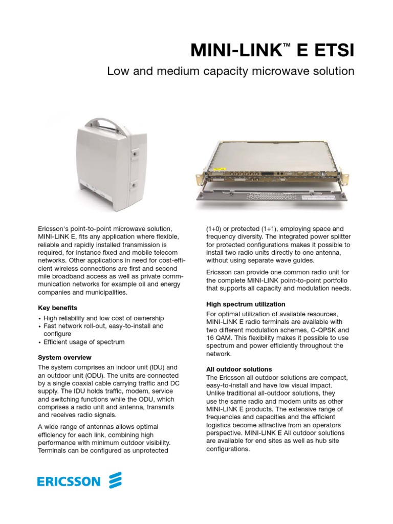Mini-Link E ETSI de Ericsson PDF | Download Free PDF | Modem | Radio