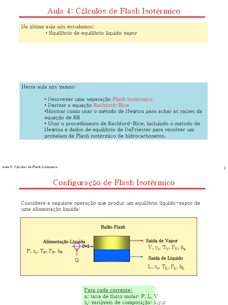 Aula 04 - Flash (RachfordRice) | PDF | Ramos da Termodinâmica | Equações