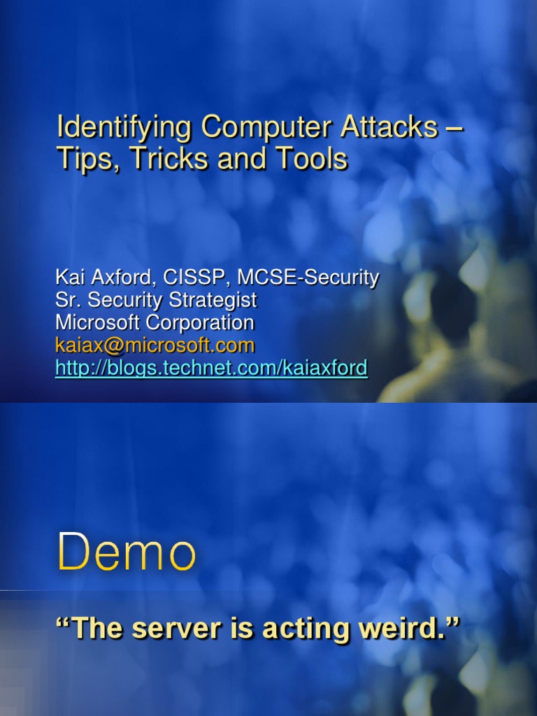 Identifying Computer Attacks - Tips, Tricks and Tools | PDF | Computer ...