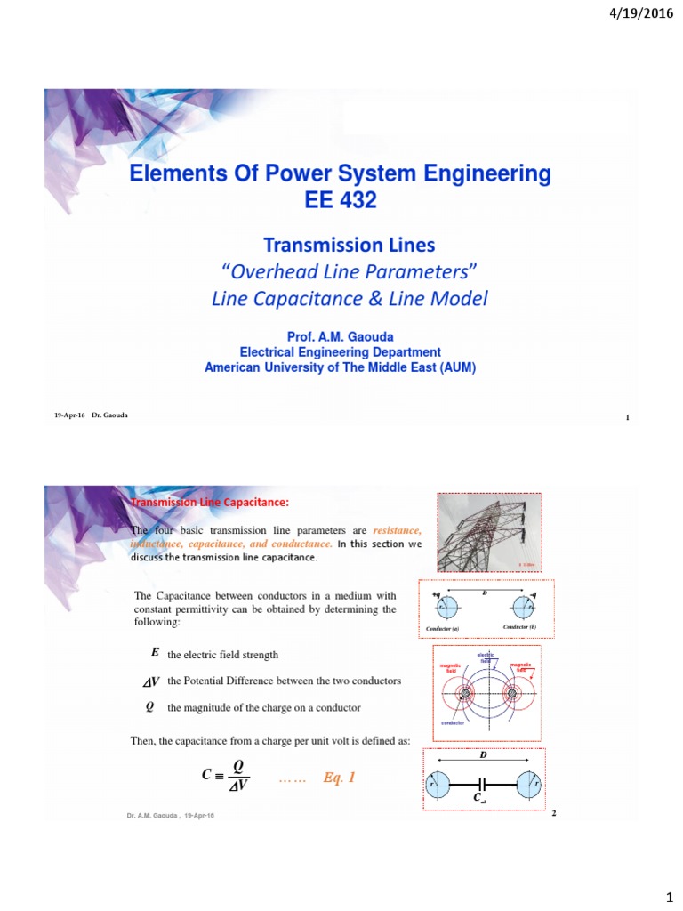 3.2 - Transmission Lines, Line Parameters and Circuit Model - Summary ...