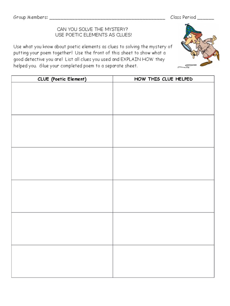 Mystery Lesson Clues Organizer | PDF